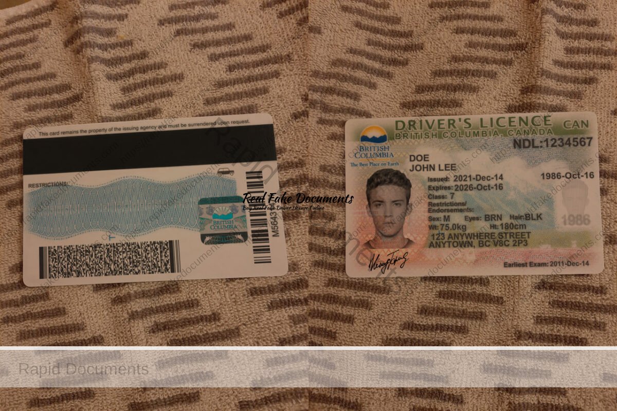 Canada British Columbia Driver License - Fake Canada British Columbia ...