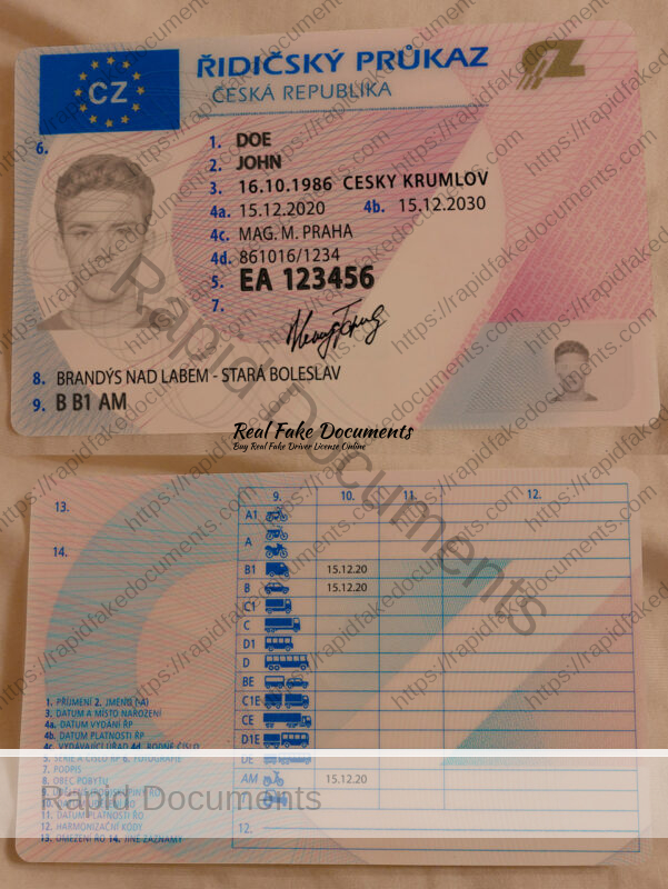 Czech Republic Driver's License - Fake Czech Republic Driver's License