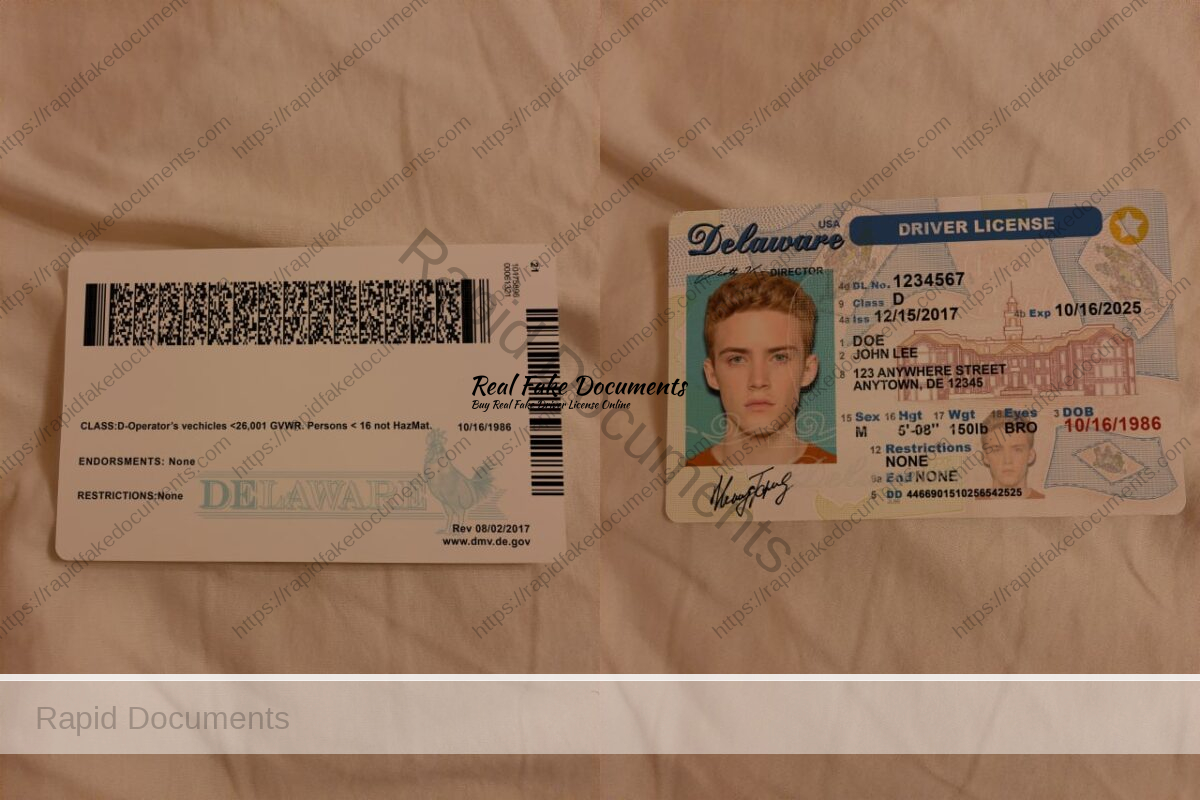USA Delaware Driver License - Fake USA Delaware Driver License