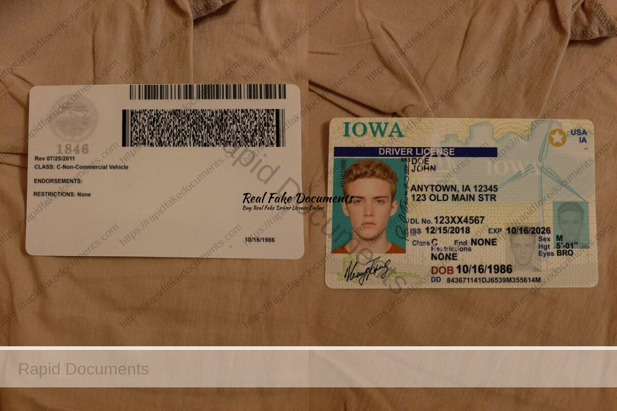 USA Iowa Driver License - Fake USA Iowa Driver License