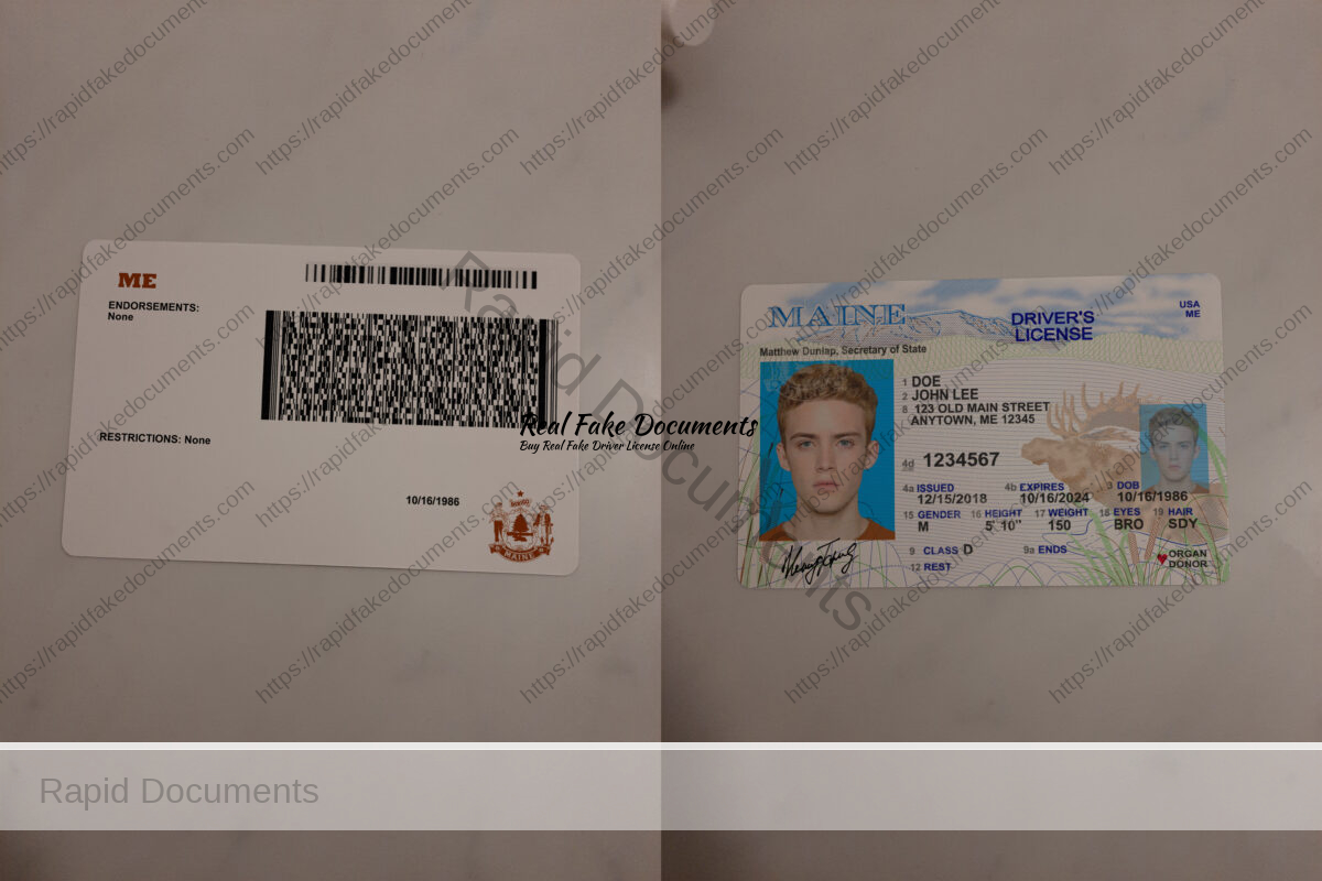 USA Maine Driver License - Fake USA Maine Driver License