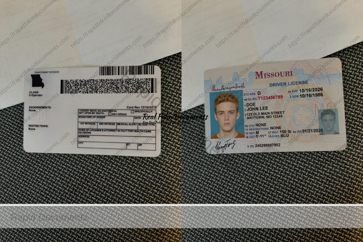 USA Missouri Driver License - Fake USA Missouri Driver License