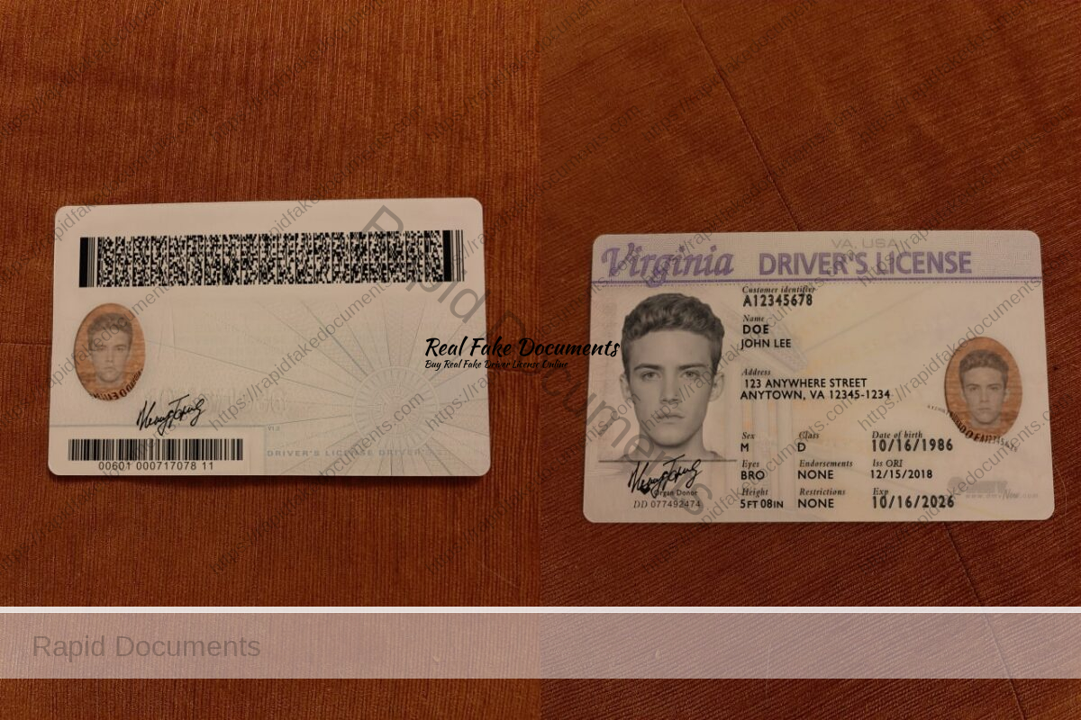 USA Virginia Driver License - Fake USA Virginia Driver License