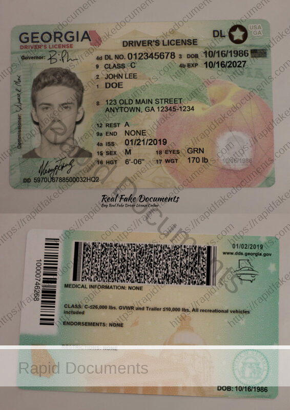 USA Georgia Driver License - Fake USA Georgia Driver License